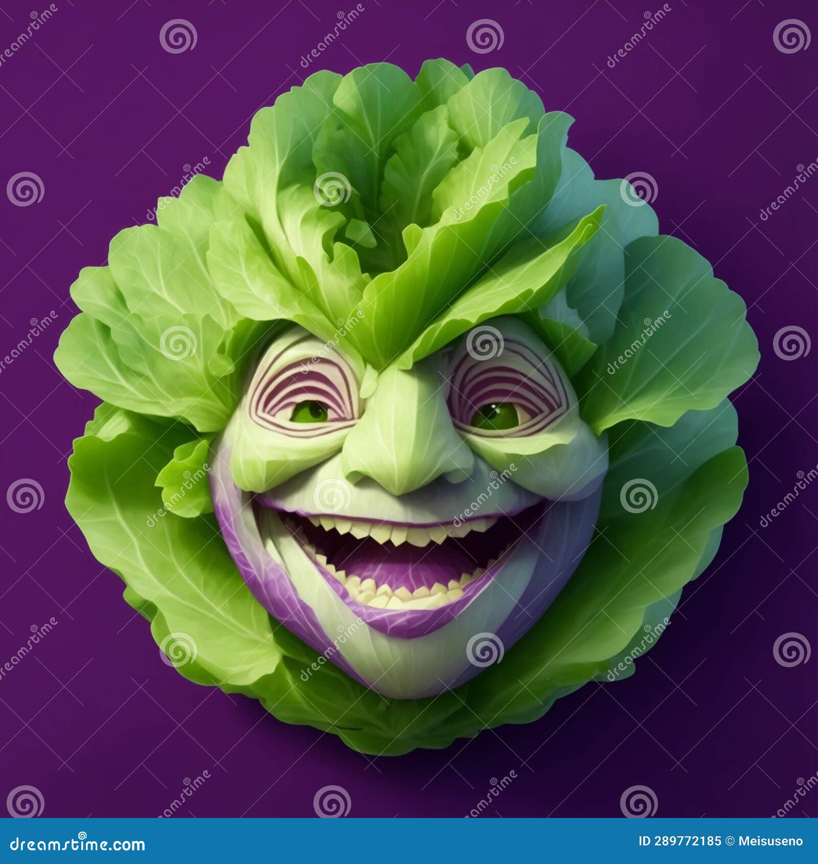 Head of Cabbage Smiling Illustration Stock Illustration - Illustration ...