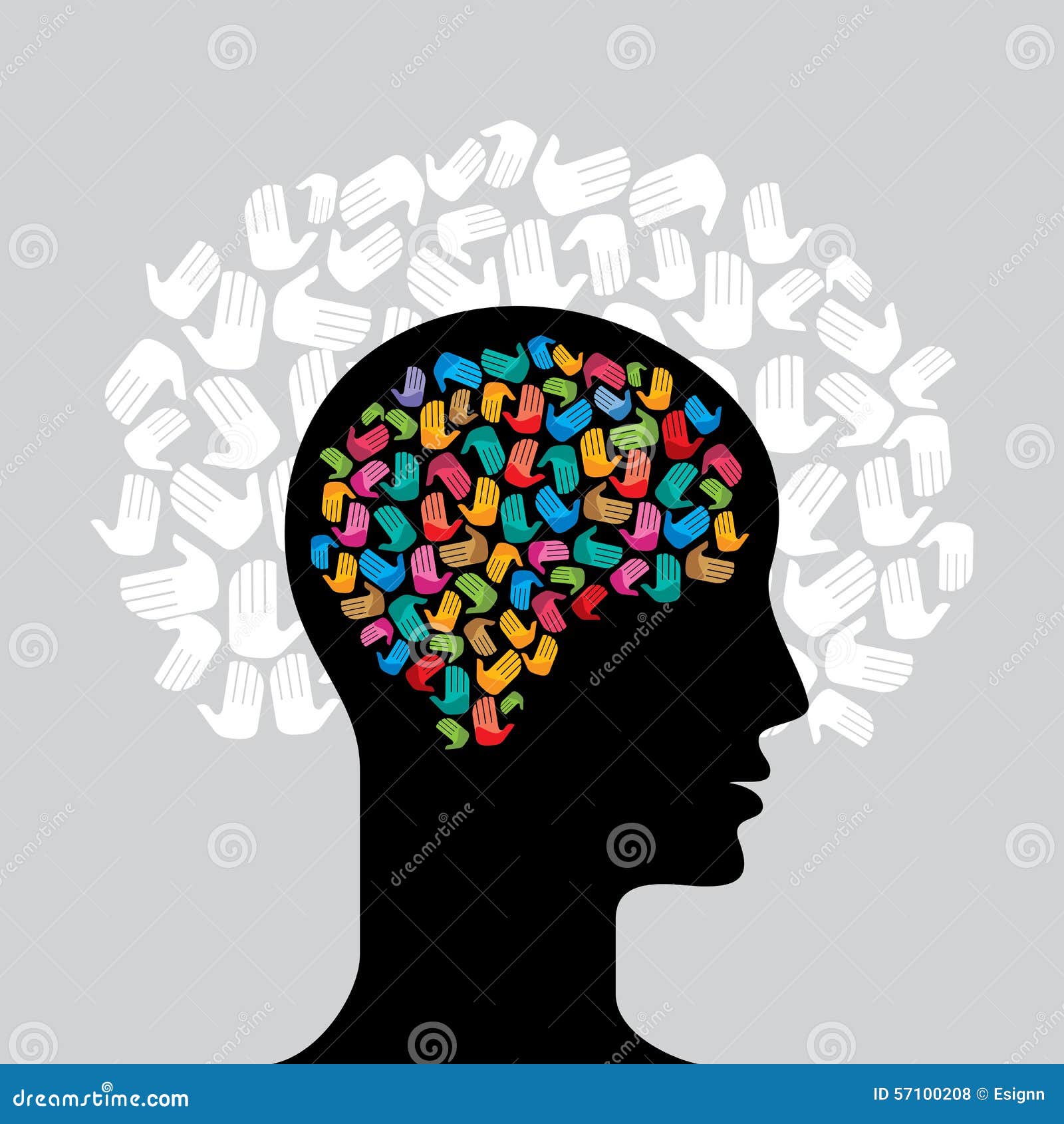 Head with Caring Hands, Abstract Vector Illustration Stock Vector ...