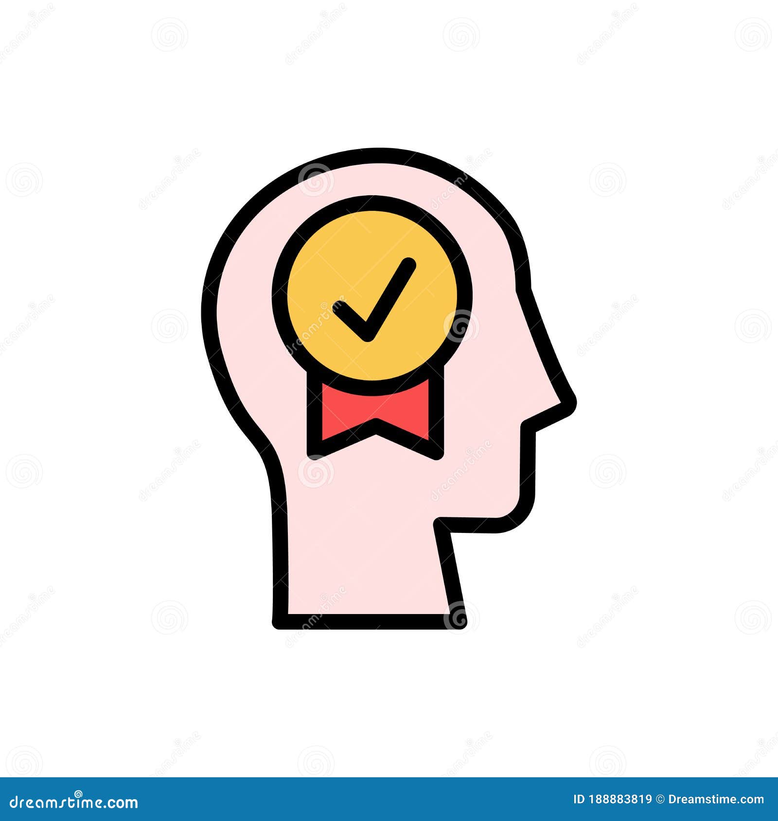 Head Check Mark Icon. Simple Color with Outline Vector Elements of ...