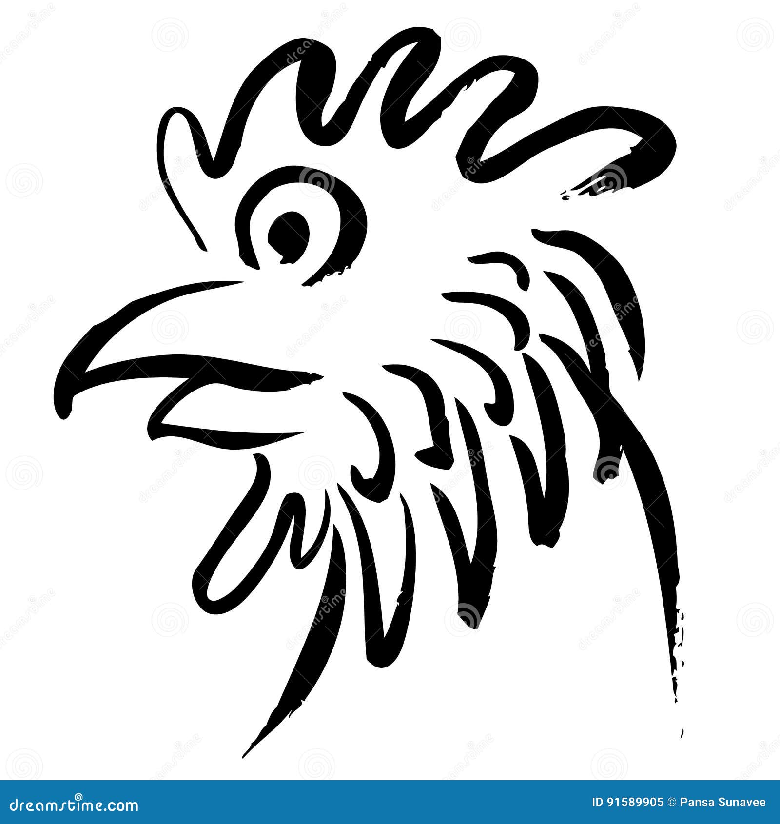Head of chicken hand drawn stock vector. Illustration of portrait ...