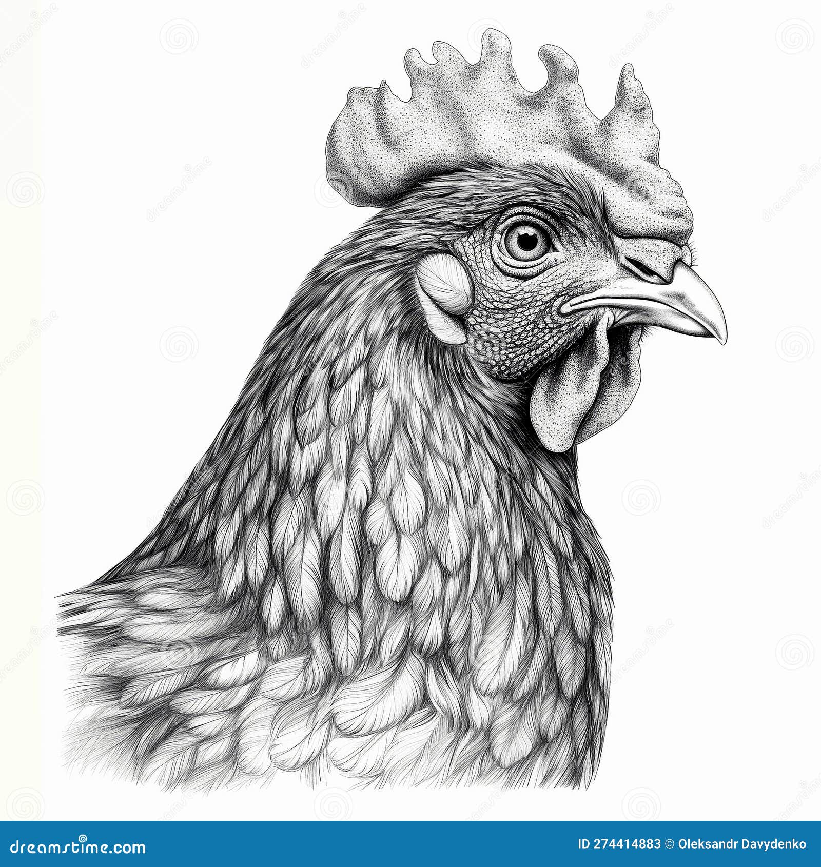 Head of Chicken Sketch, Black and White Drawing. Generative AI Stock ...