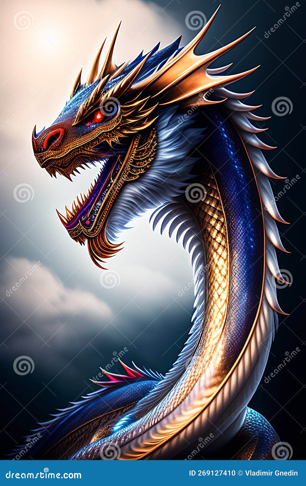 Head of a Chinese Dragon Close-up, Generated 3D Image. Stock ...