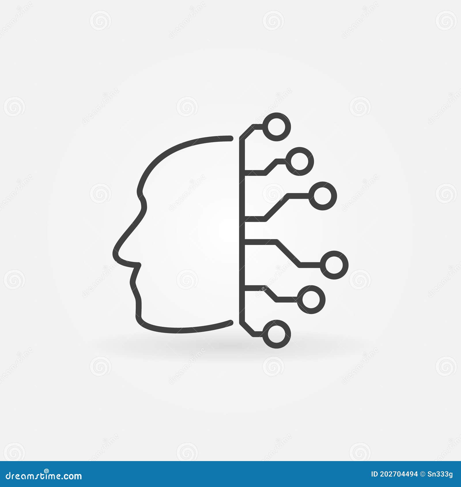 Head with Circuits Vector Artificial Intelligence Line Icon Stock ...
