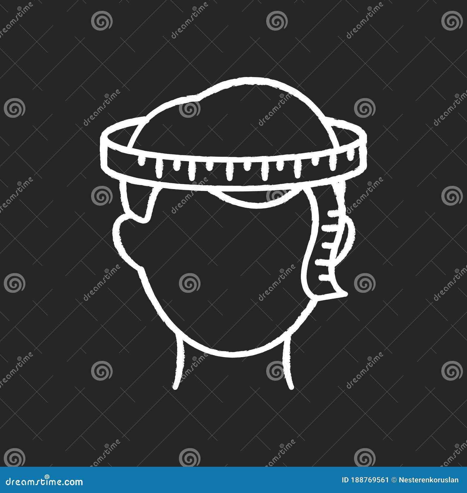 Head Circumference Chalk White Icon on Black Background. Human Body ...