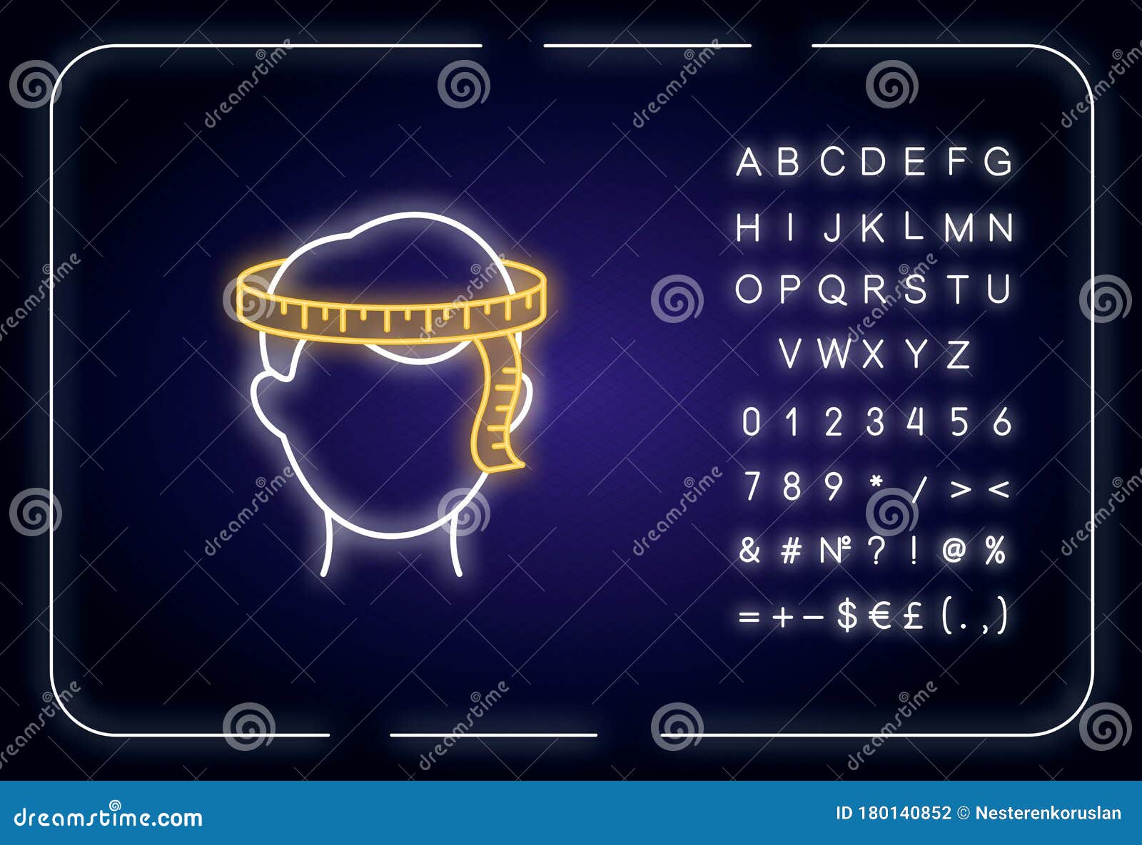 Head Circumference Neon Light Icon Stock Vector - Illustration of line ...