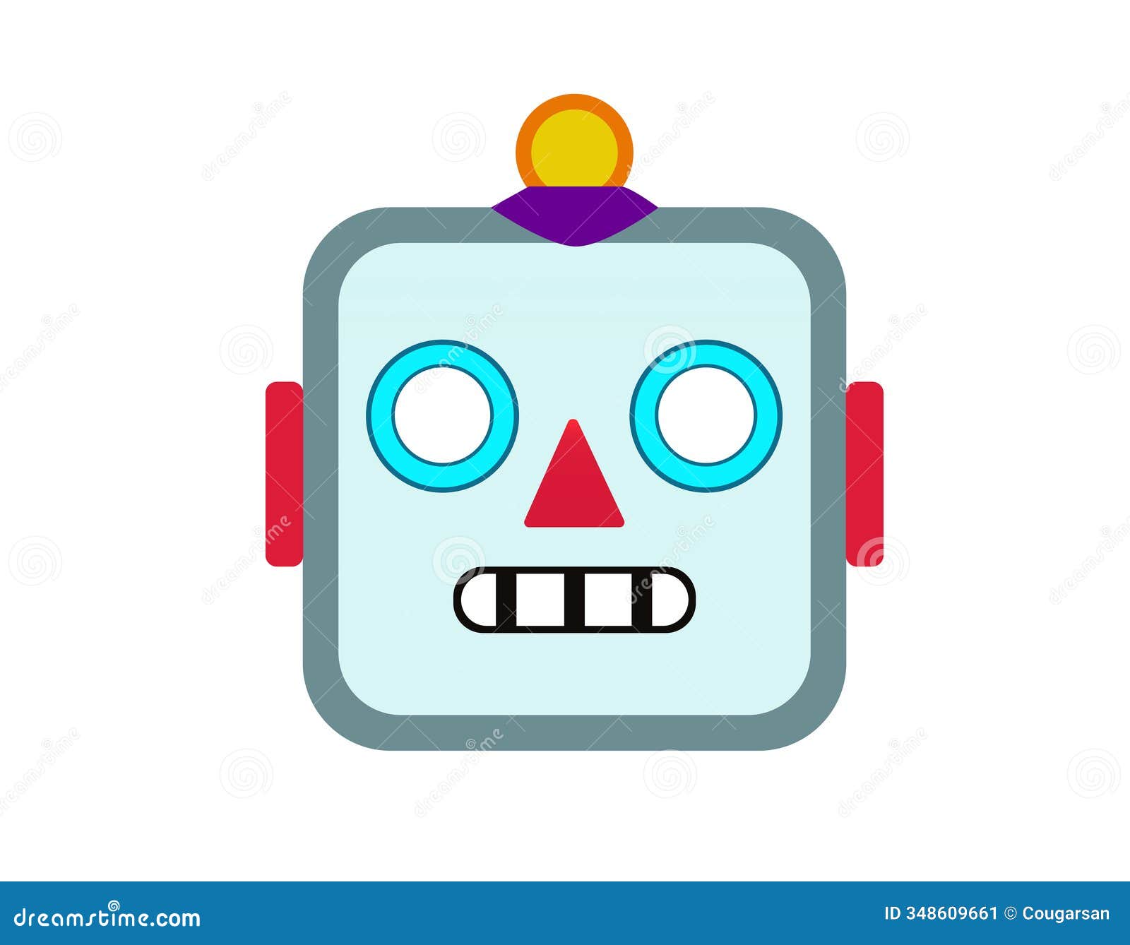 Head of Classic Vintage Tin Toy Grimace Robot Flat Icon with Circular ...