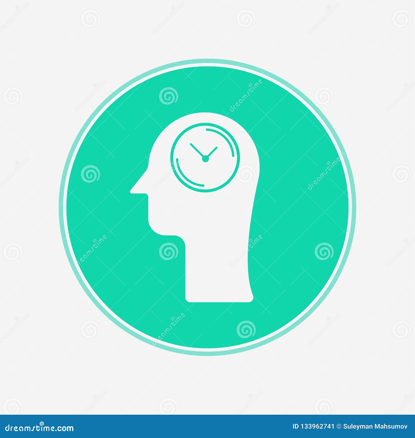 Head with Clock Vector Icon Sign Symbol Stock Vector - Illustration of ...