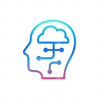 Head with Cloud and Neural Network Icon. Artificial Intelligence ...