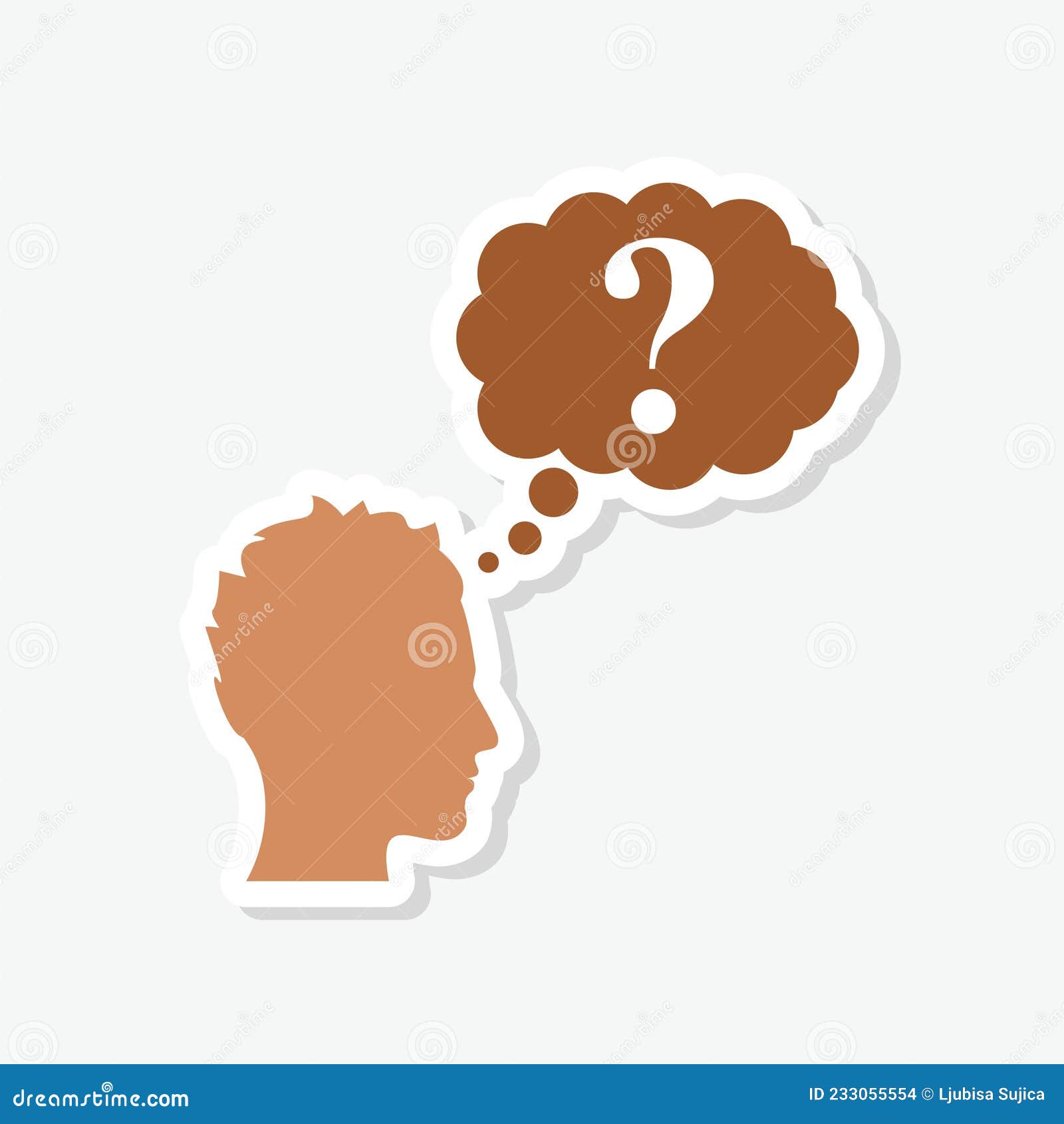 Head Cloud Think for Concept Design Sticker Isolated on White ...