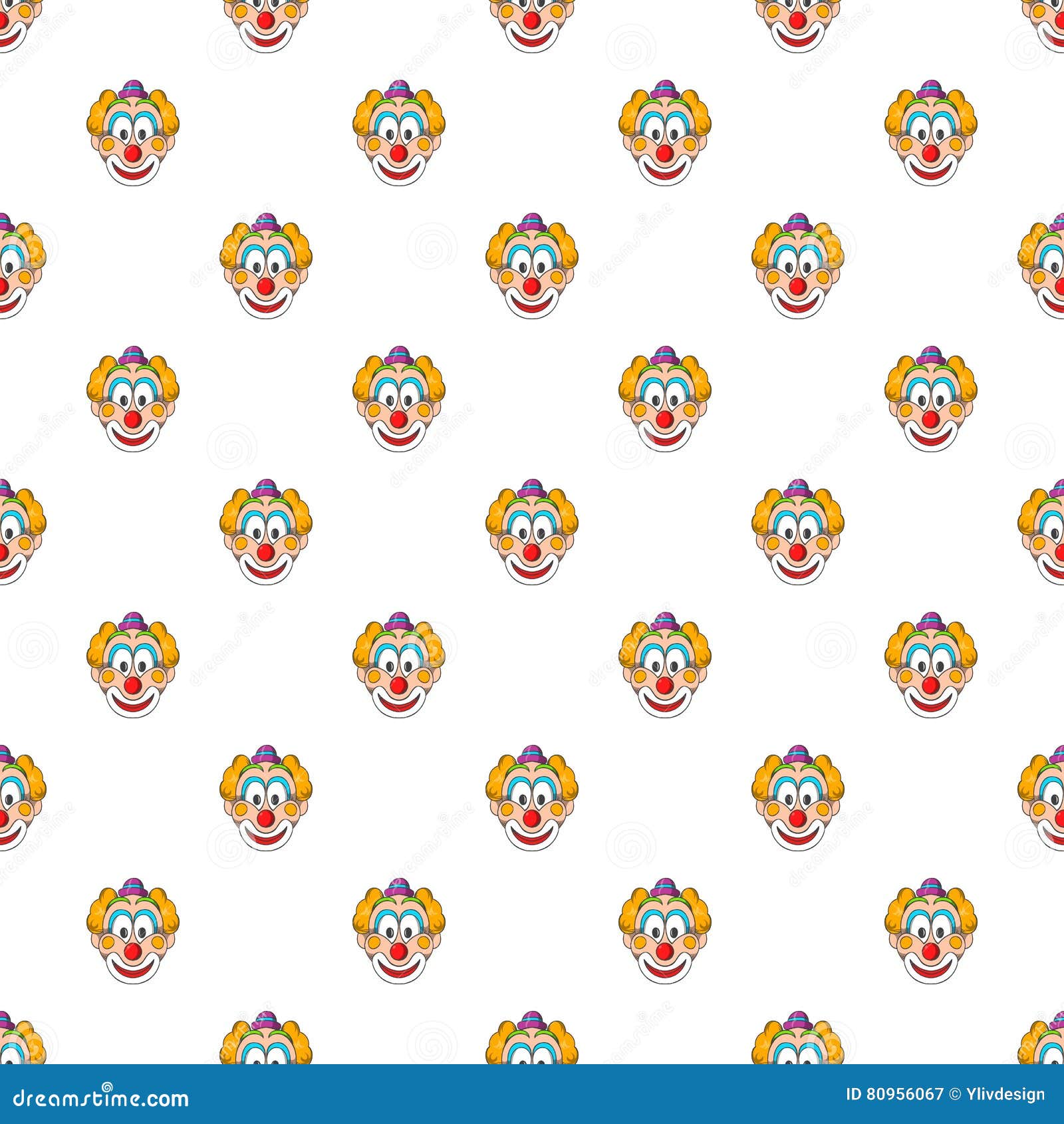 Head Clown Pattern, Cartoon Style Stock Vector - Illustration of ...