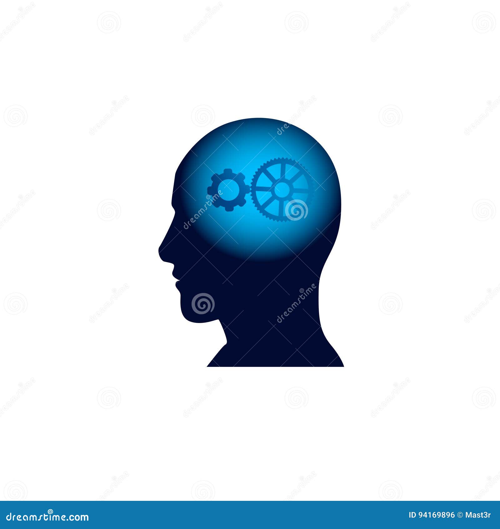 Head with Cog Wheel in Brain, Brainstorm Thinking Intelligence Concept ...