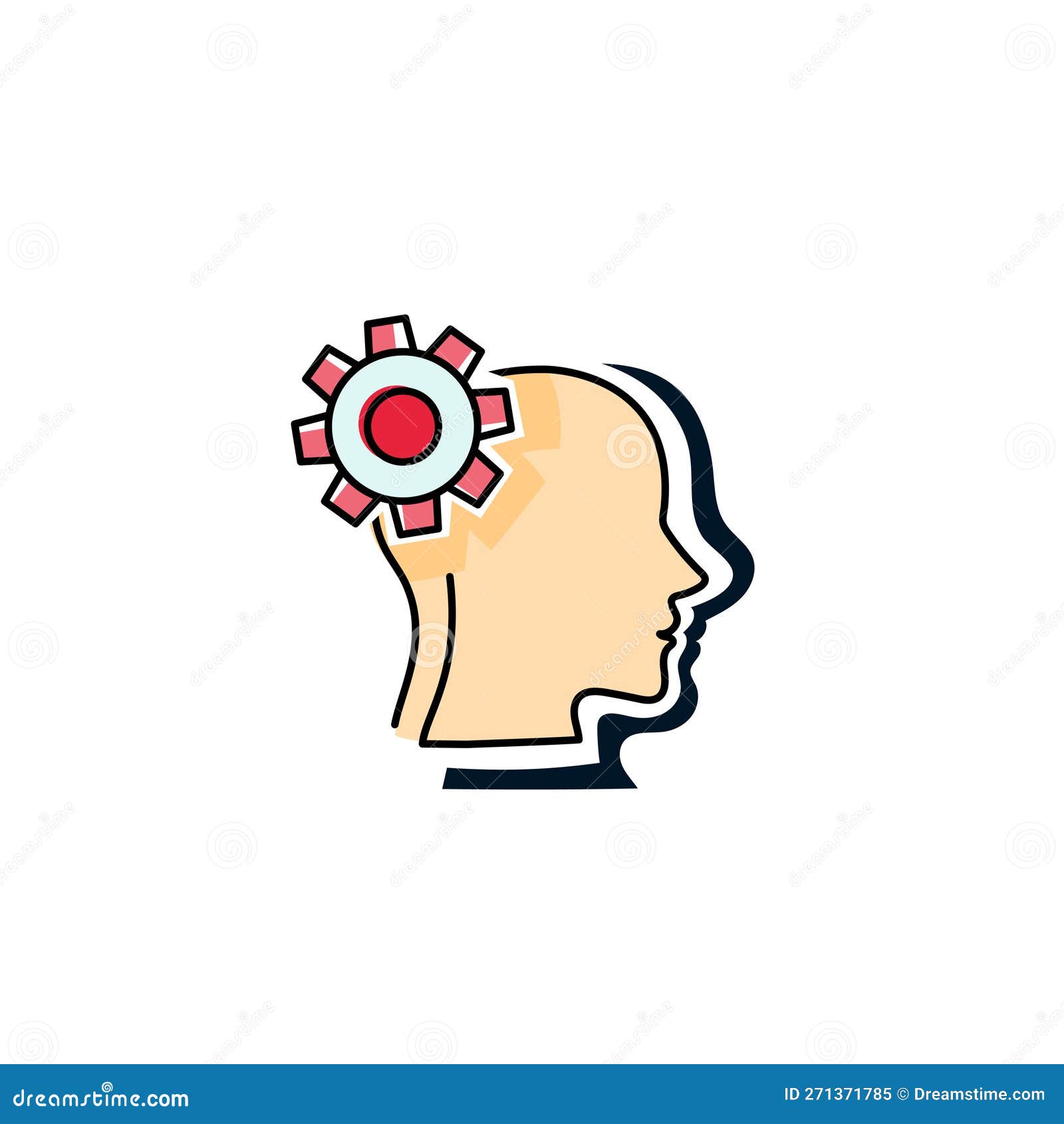 Head with Cogs Showing Technology Ideas. Gears in Brain Symbols Design ...