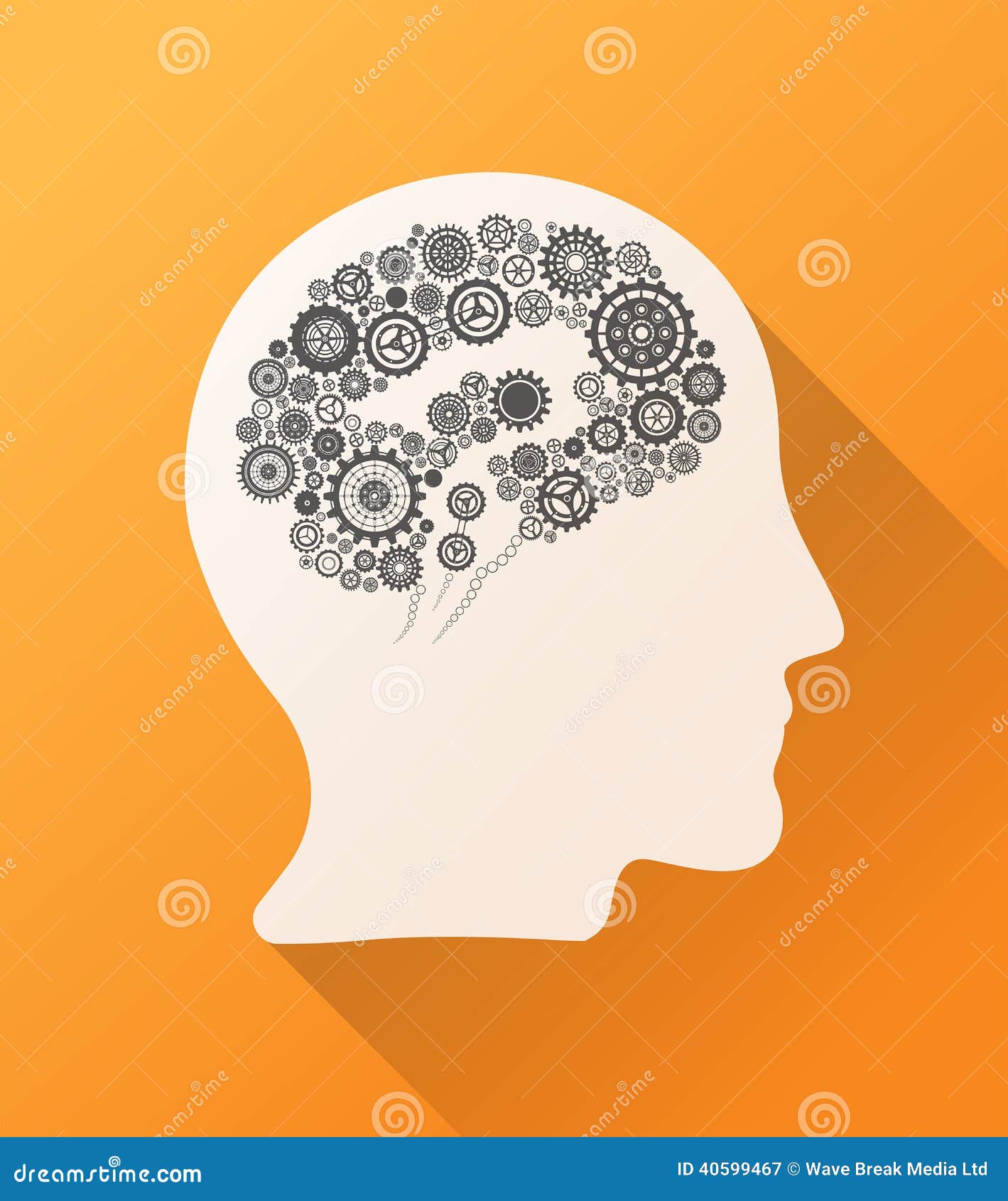 Head with Cogs and Wheels for Brain Stock Vector - Illustration of ...
