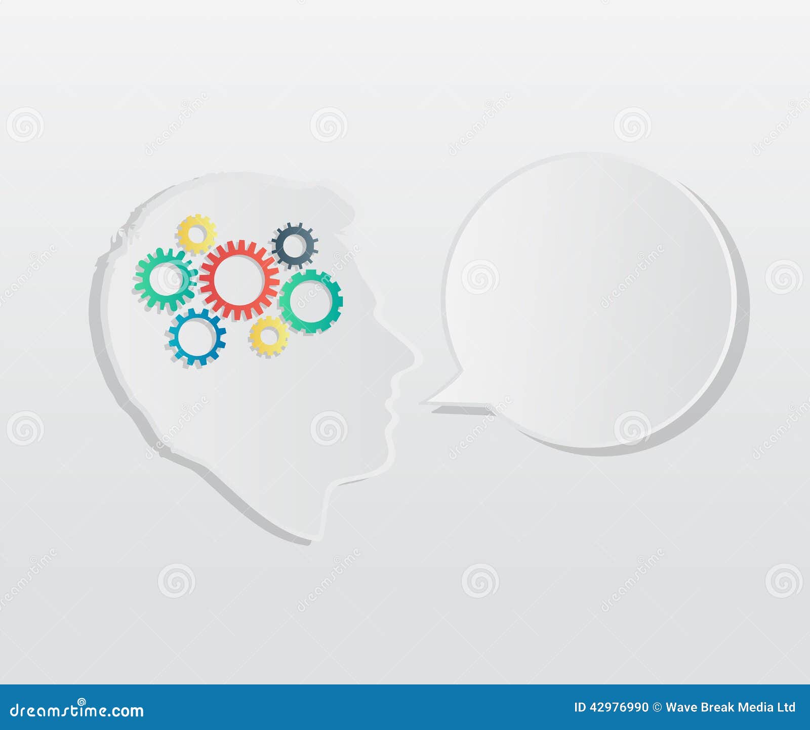 Head with Cogs and Wheels for Brain and Speech Bubble Stock Vector ...