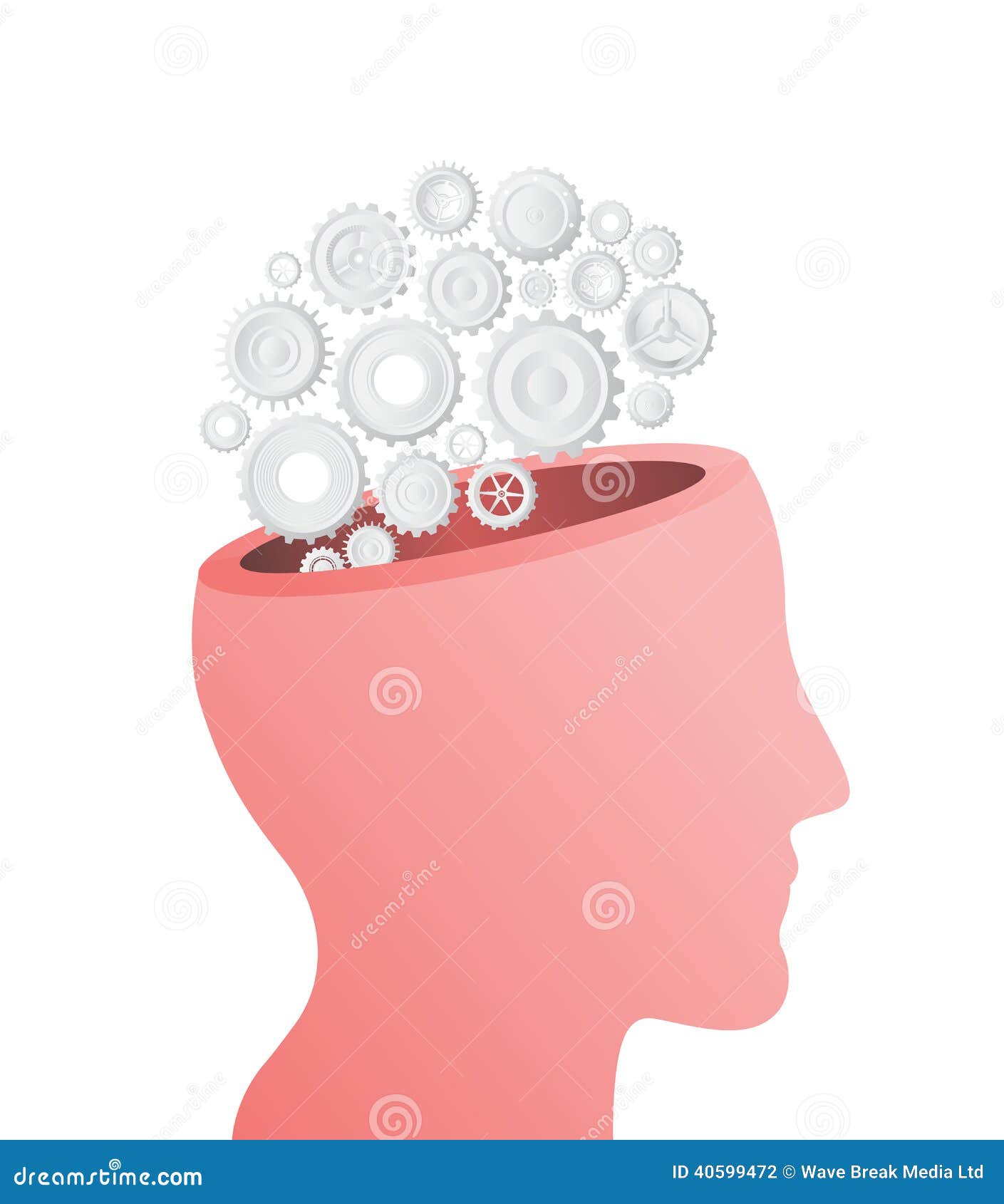 Head with Cogs and Wheels for Brain Stock Vector - Illustration of ...