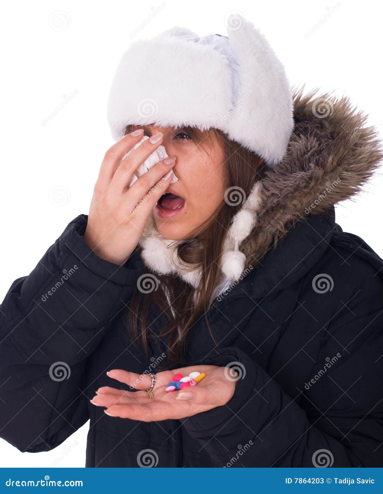 Head cold stock image. Image of winter, medicine, girl - 7864203