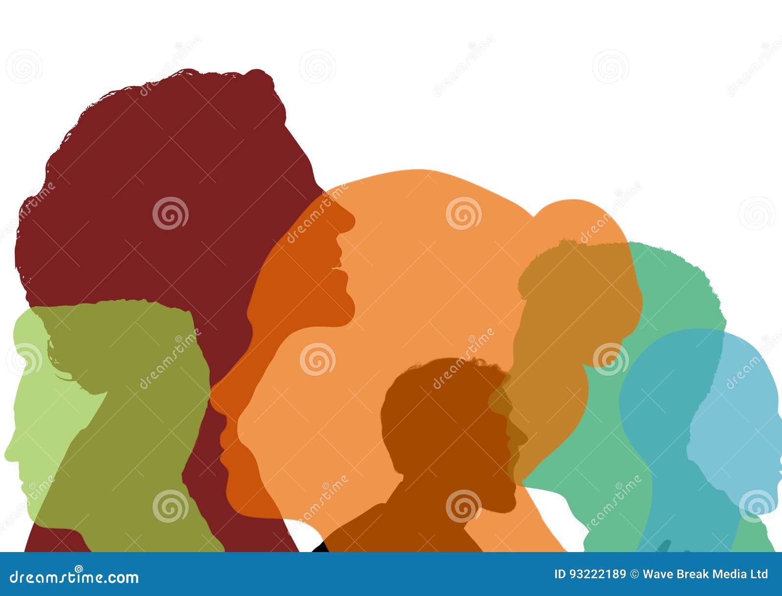 Head Color Silhouettes Overlaps Stock Illustration - Illustration of ...