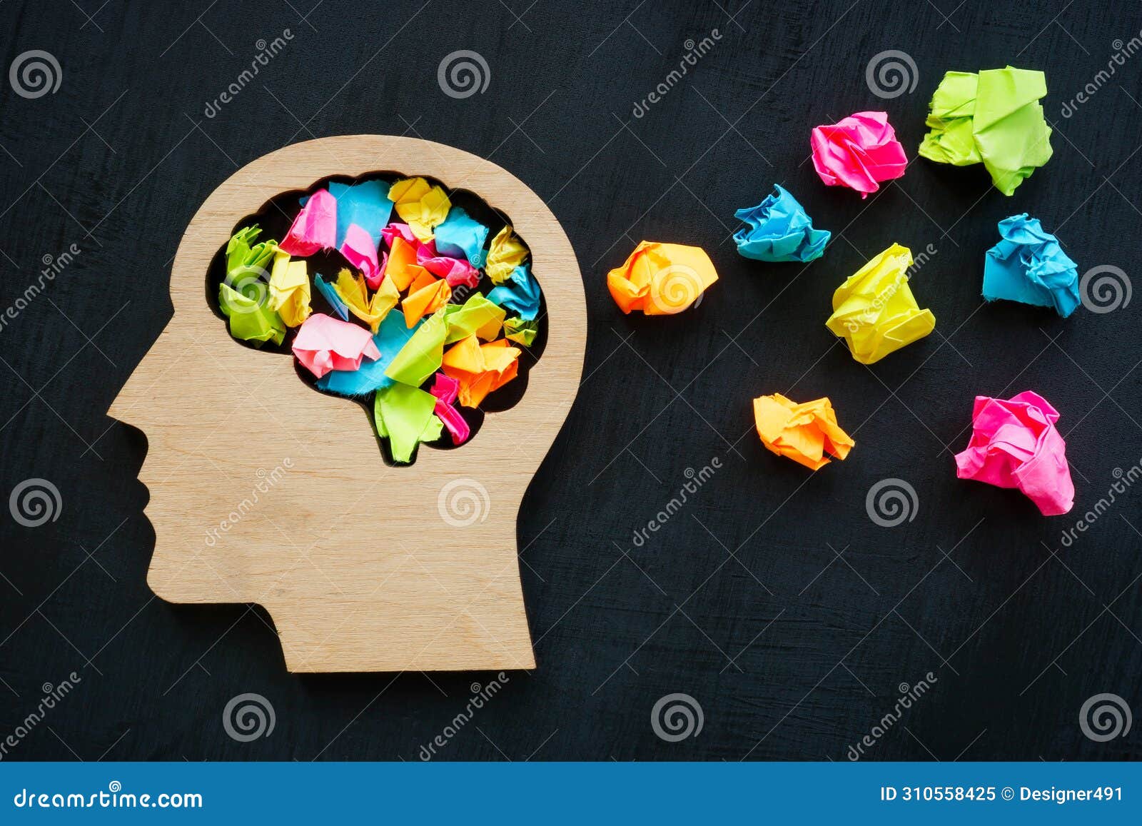 Head with Colored Paper Balls As a Symbol of Positivity and Wellbeing ...