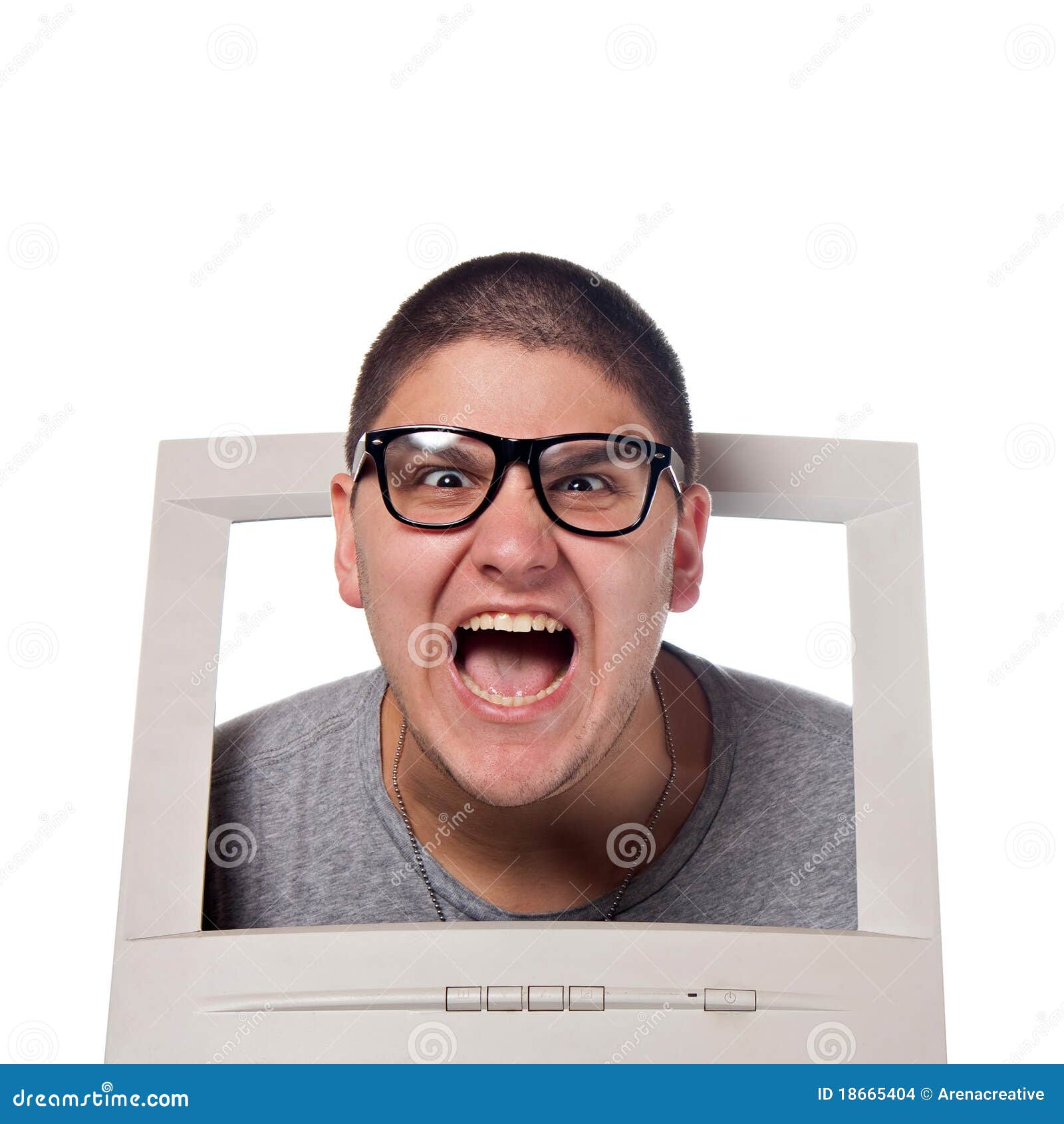 Head Coming Out of a Computer Stock Photo - Image of media, caucasian ...