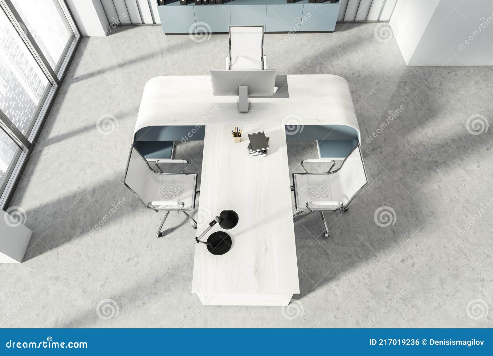 Head of Company`s Office Interior with Table and Desktop Computer ...