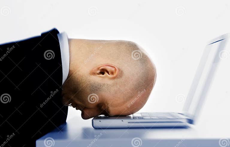 Head on computer stock photo. Image of dumb, male, mistake - 5370572