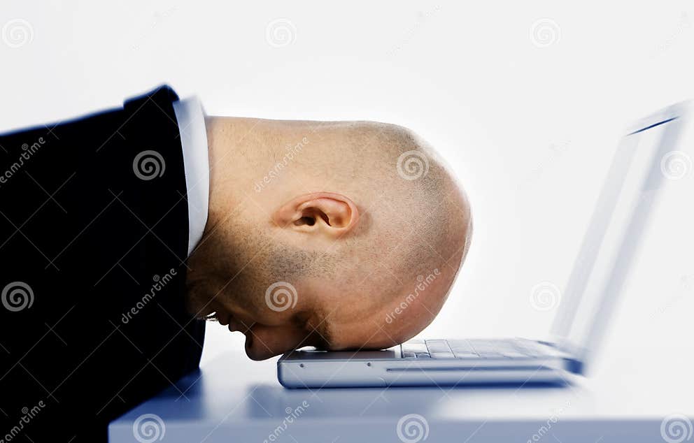 Head on computer stock photo. Image of dumb, male, mistake - 5370572