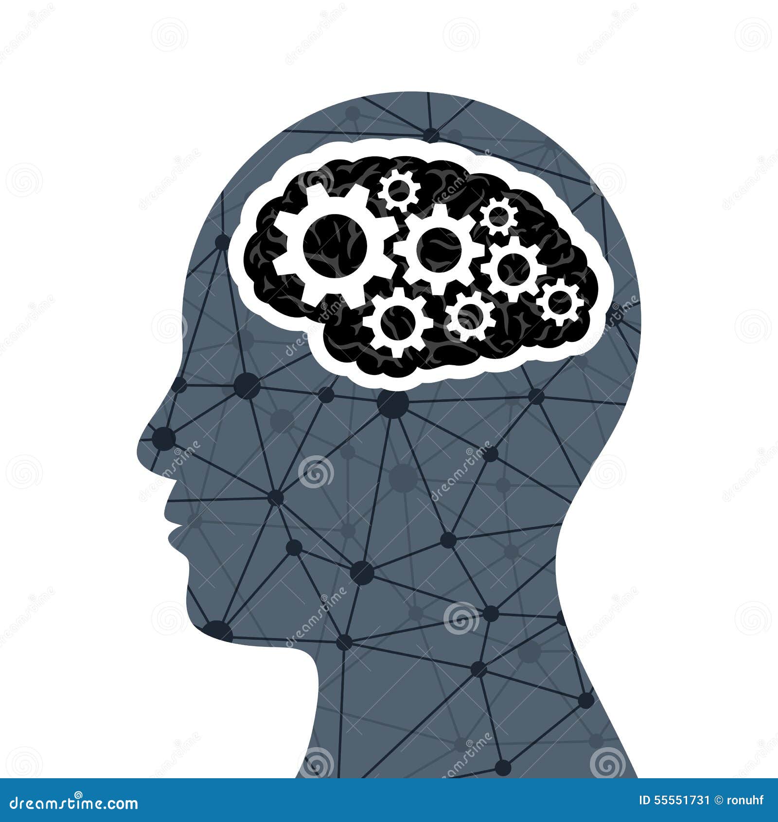 Computer Brain Head With Motherboard And Processor Cartoon Vector ...