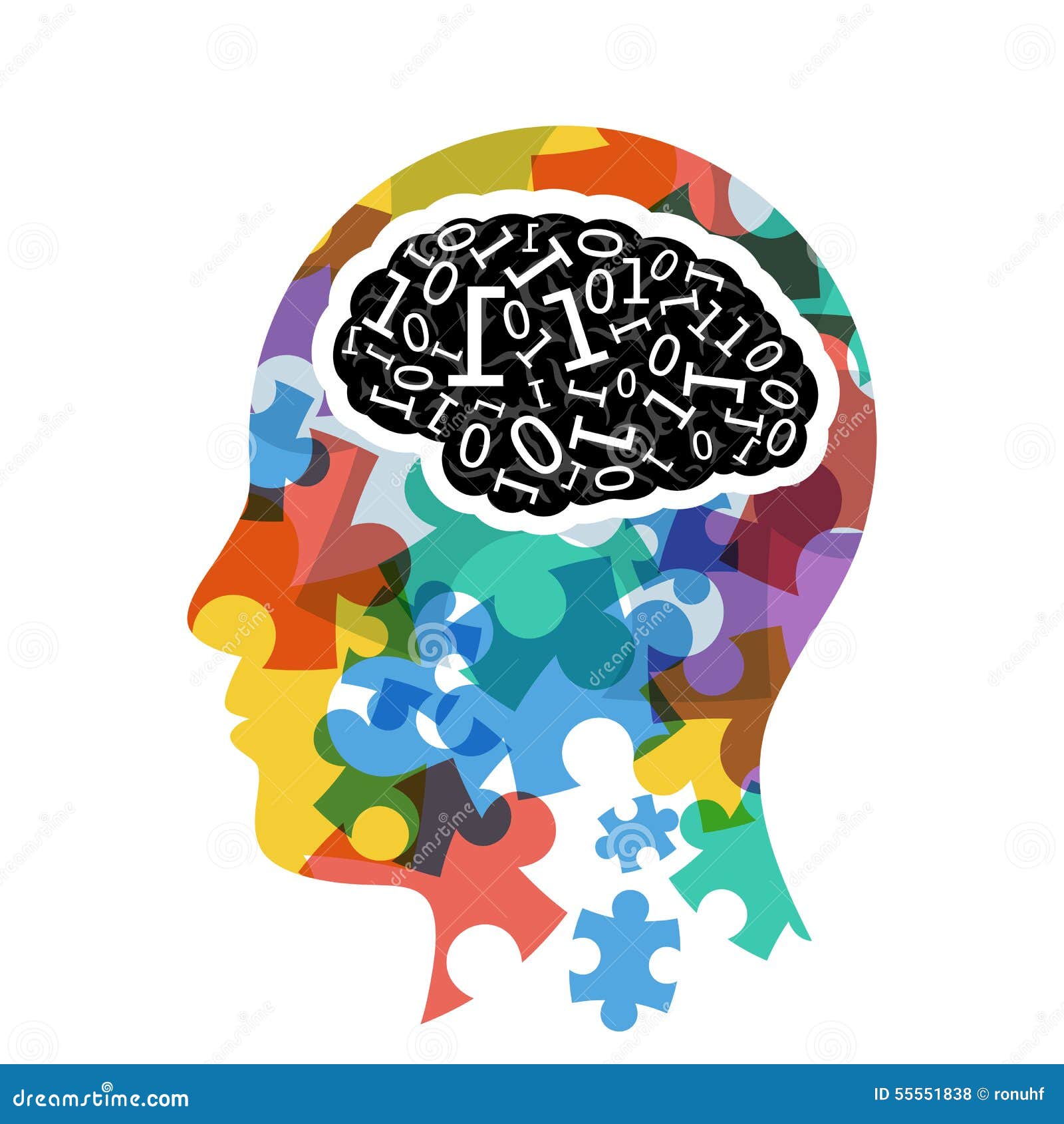 Head with Computer Brain Concept Presentation Stock Vector ...