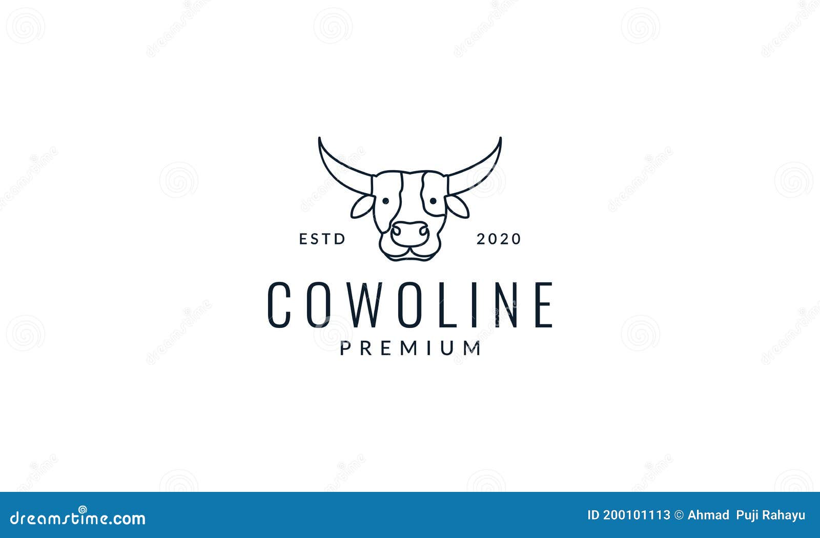 Head Cow or Cattle Line Outline Hipster Logo Vector Icon Illustration ...