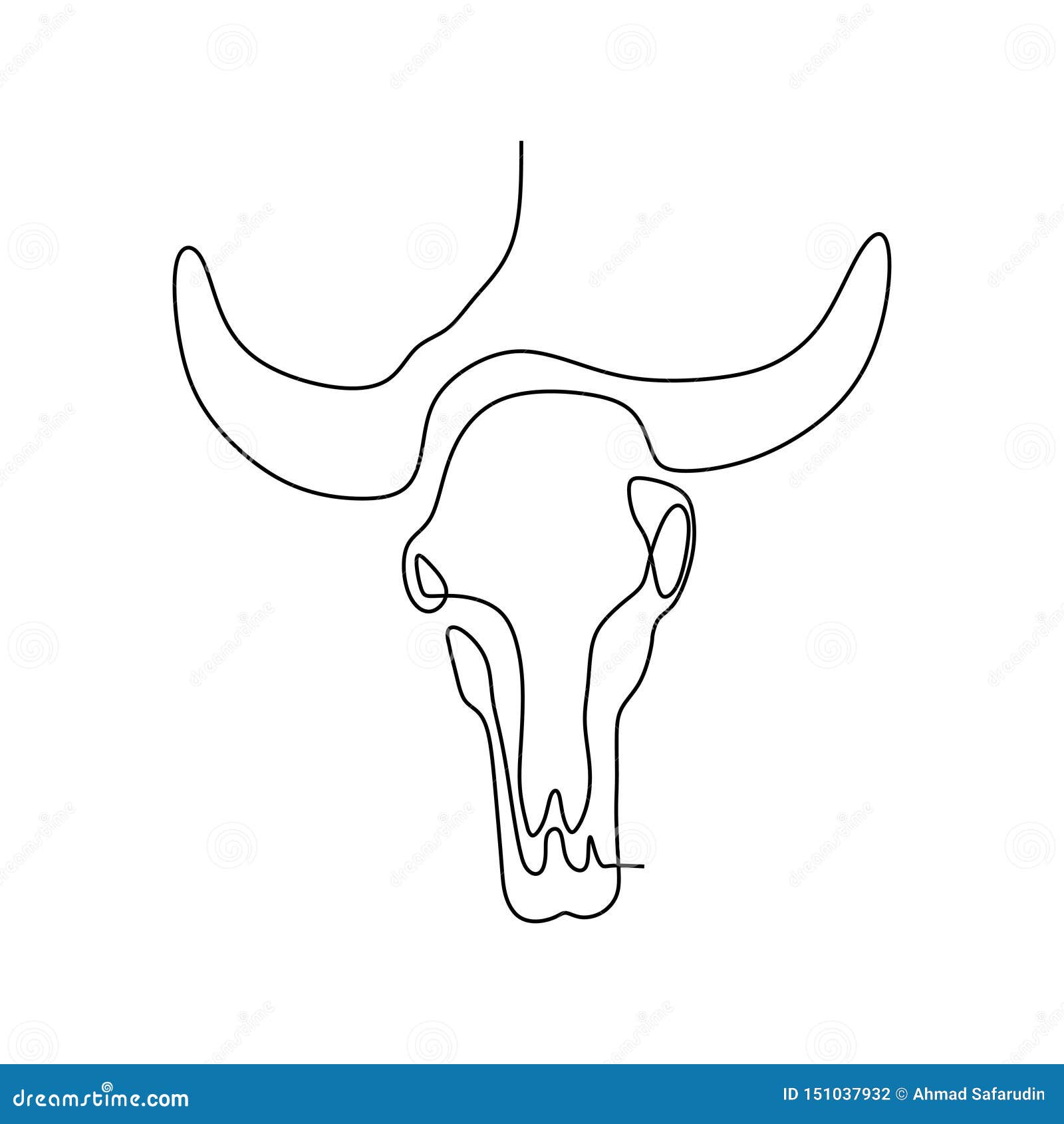 One Line Drawing Bull Head Minimalist Design Stock Vector ...