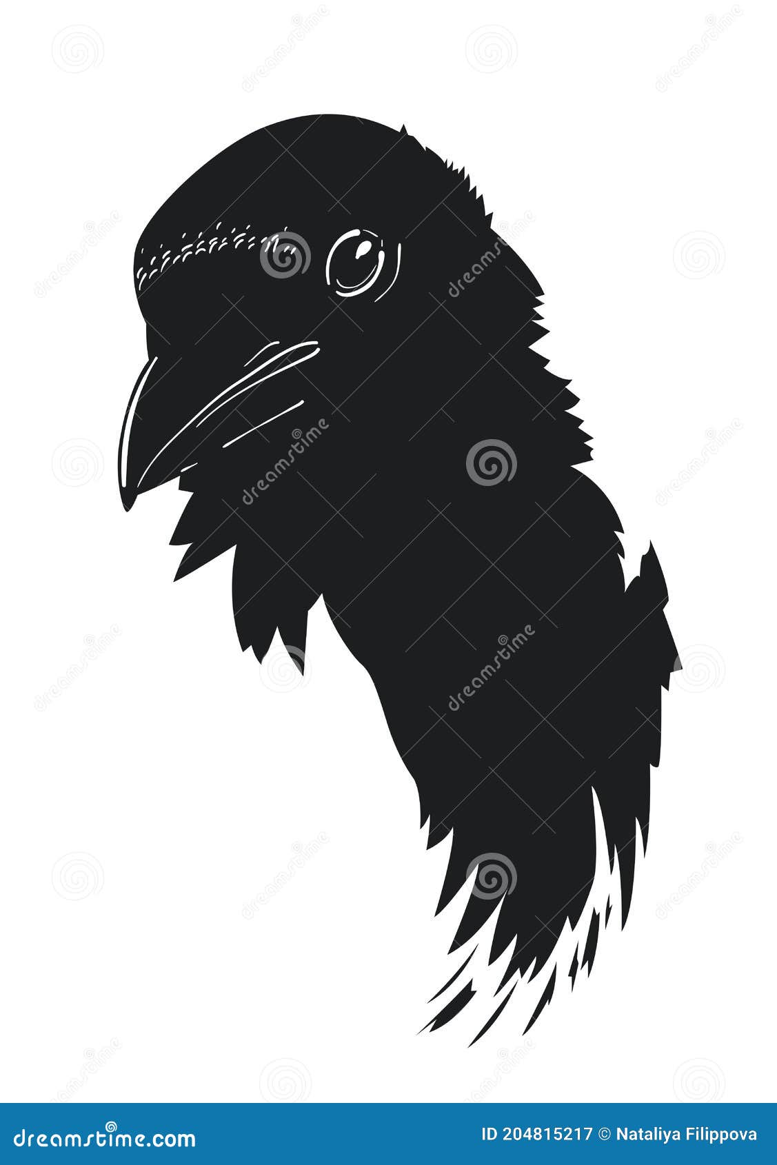 Head of crow stock vector. Illustration of bird, vector - 204815217