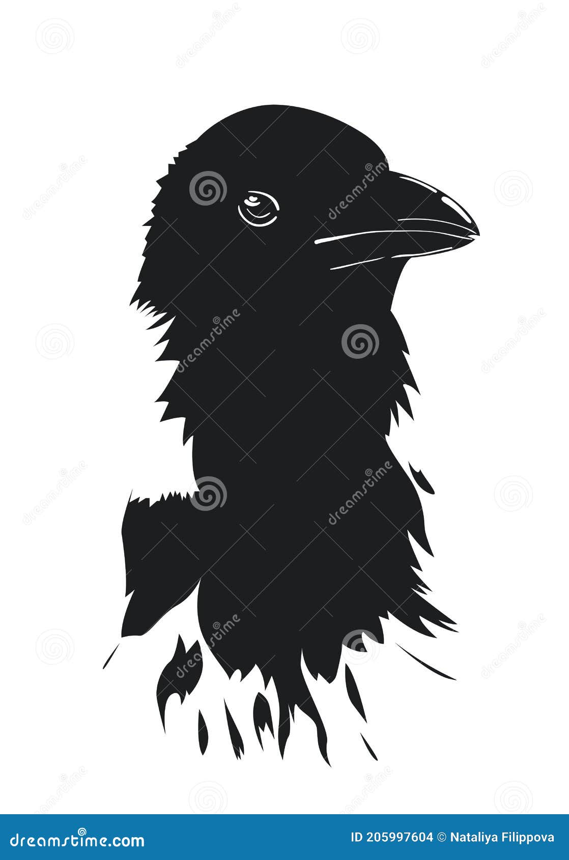 Head of crow stock vector. Illustration of raven, design - 205997604