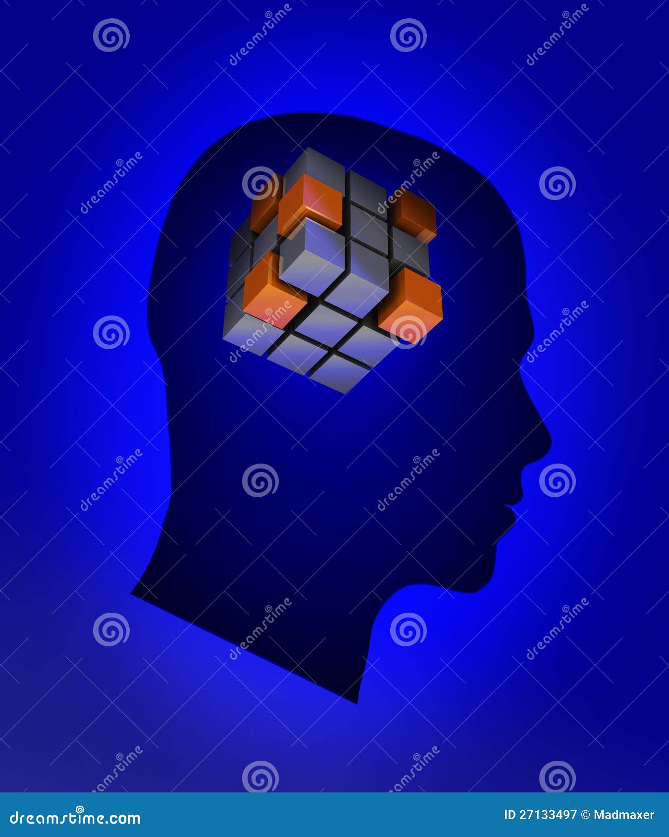 Head with cube stock illustration. Illustration of male - 27133497