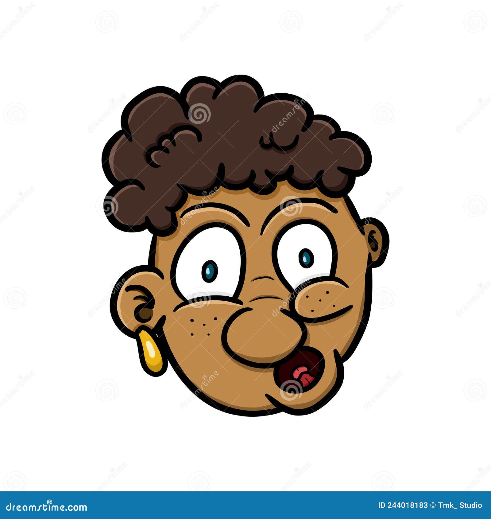 Head Curly Man Cartoon. Avatar Type. Stock Vector - Illustration of ...