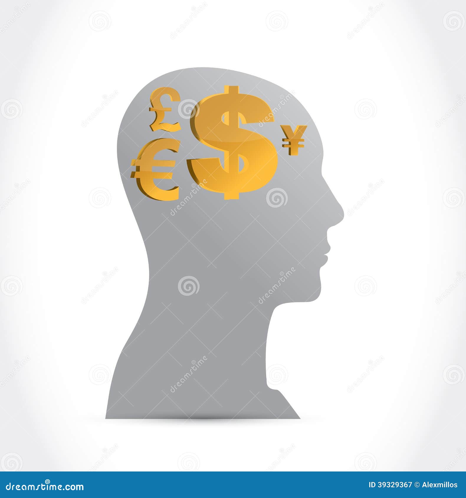 Head and Currency Concept Illustration Design Stock Illustration ...