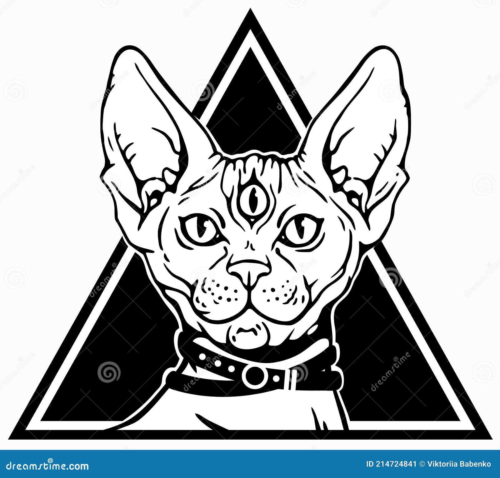 Portrait of a Cute Black Cat Stock Vector - Illustration of monochrome ...