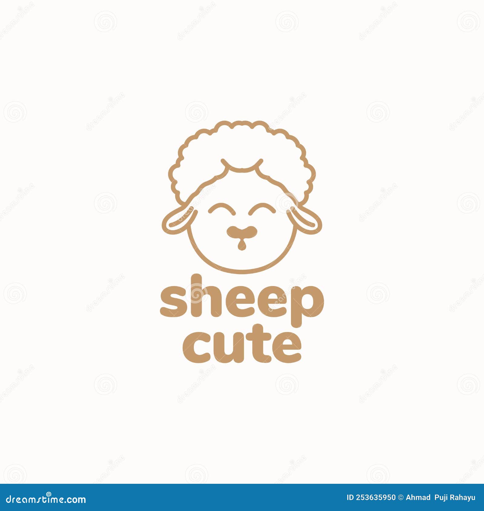 Head cute lamb logo design stock vector. Illustration of little - 253635950
