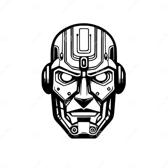 Head with Cyborg Head. Illustration of Cyborg Head Stock Illustration ...