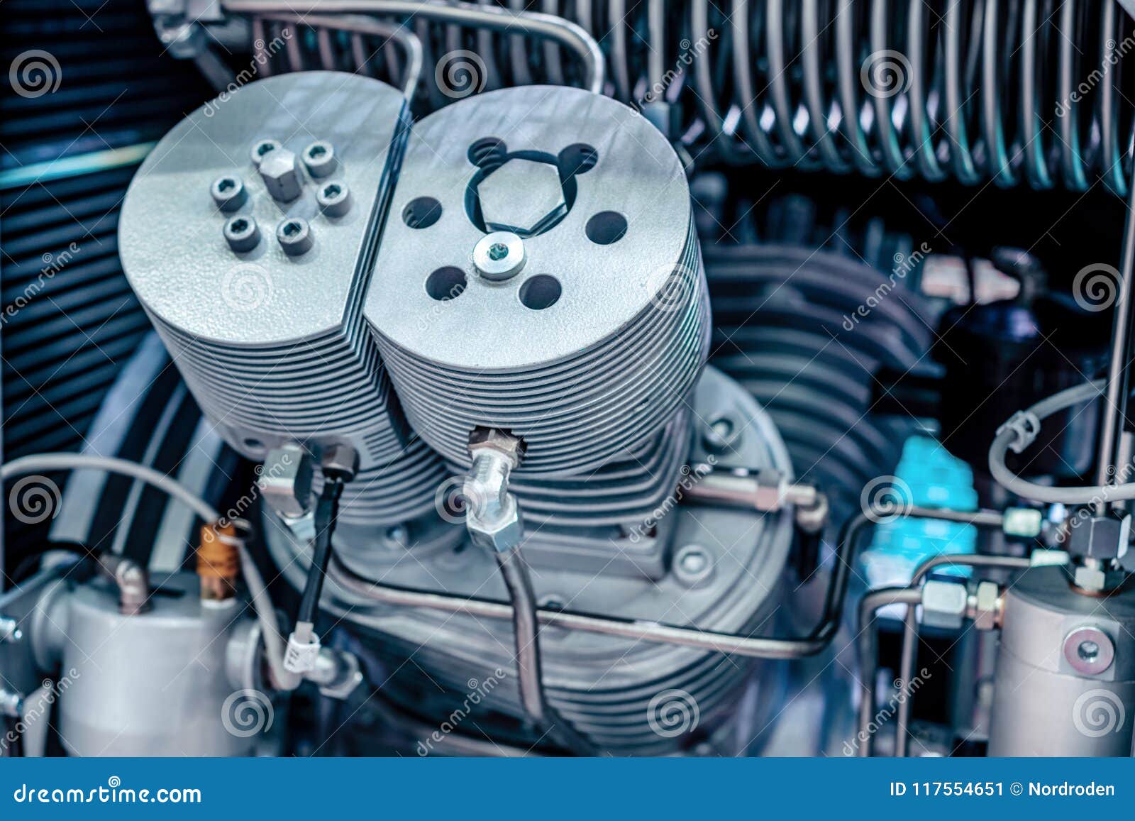The Head Of The Cylinder Block Of The Piston Compressor. Stock Image ...