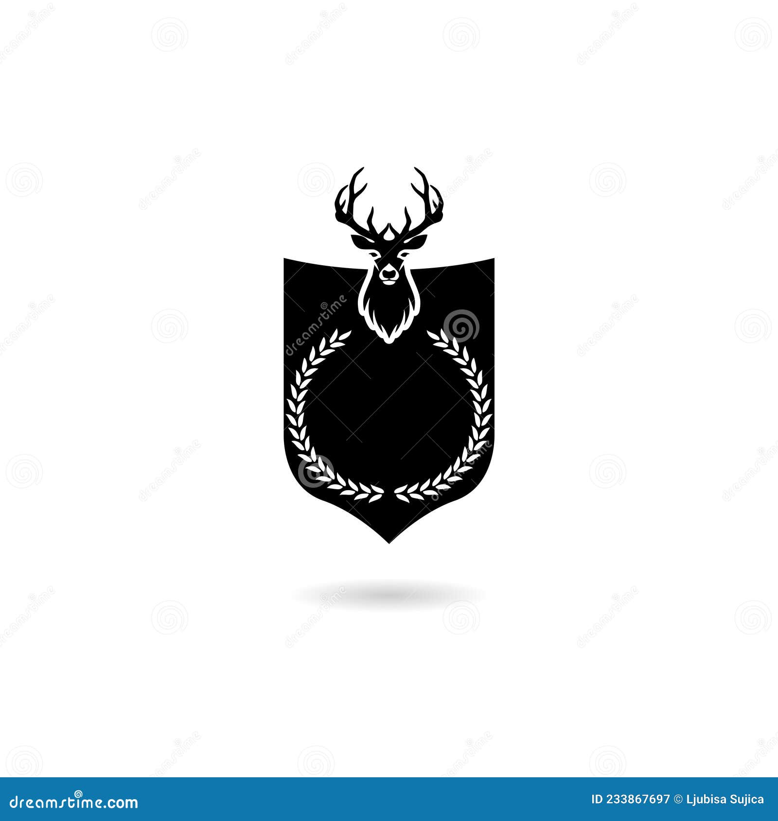 Head of Deer on Shield Icon with Shadow Stock Vector - Illustration of ...