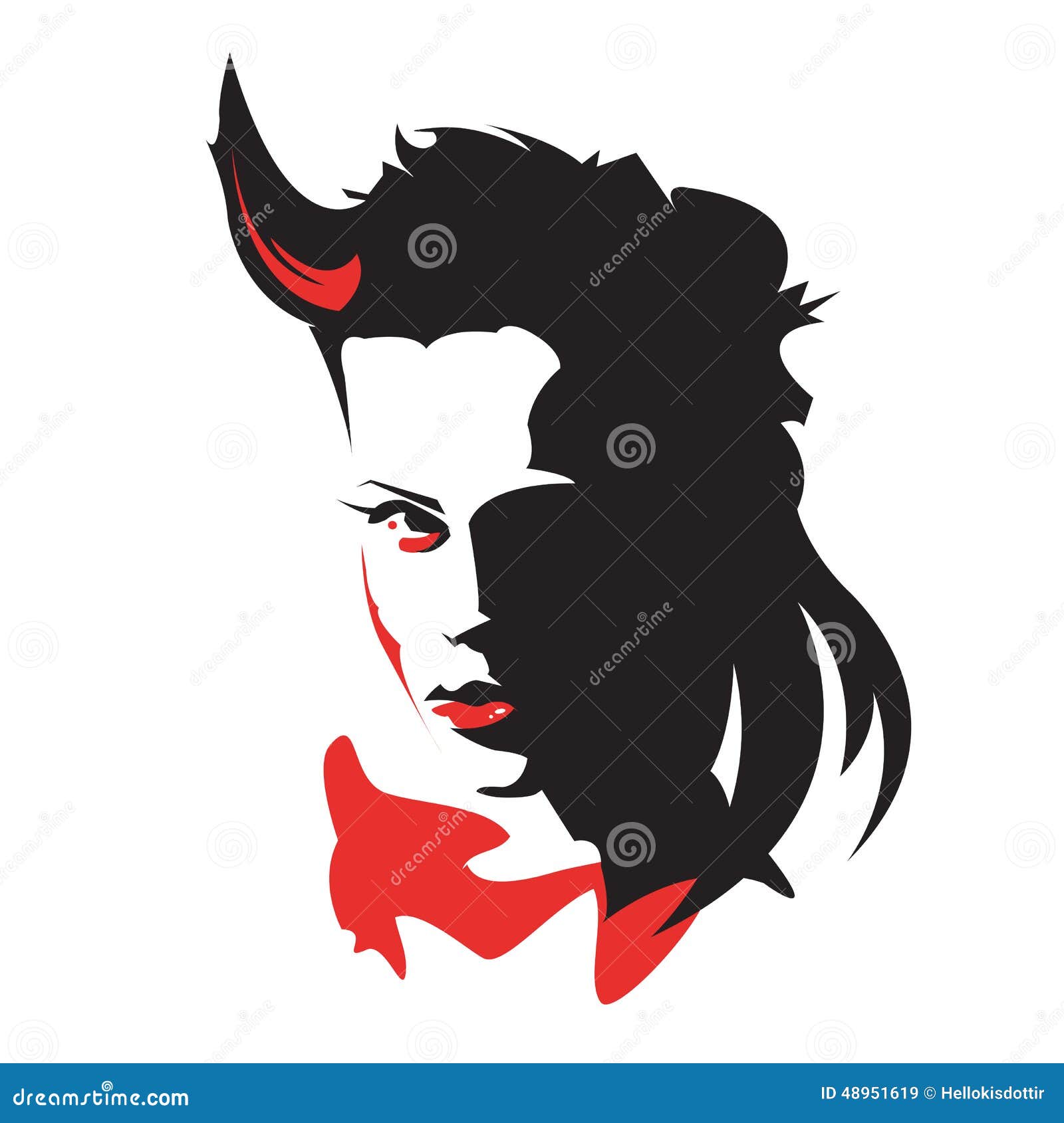 Head of demon girl stock vector. Illustration of female - 48951619