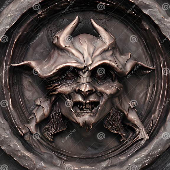 Head of the Devil, Sculptural Relief Made of Copper Ai Generated ...