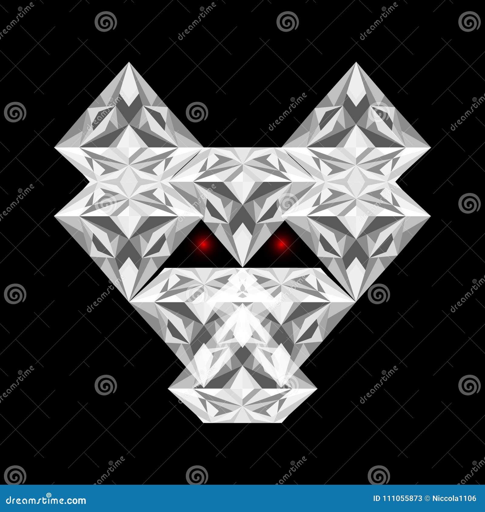 Head of the Diamond Fox stock vector. Illustration of dark - 111055873