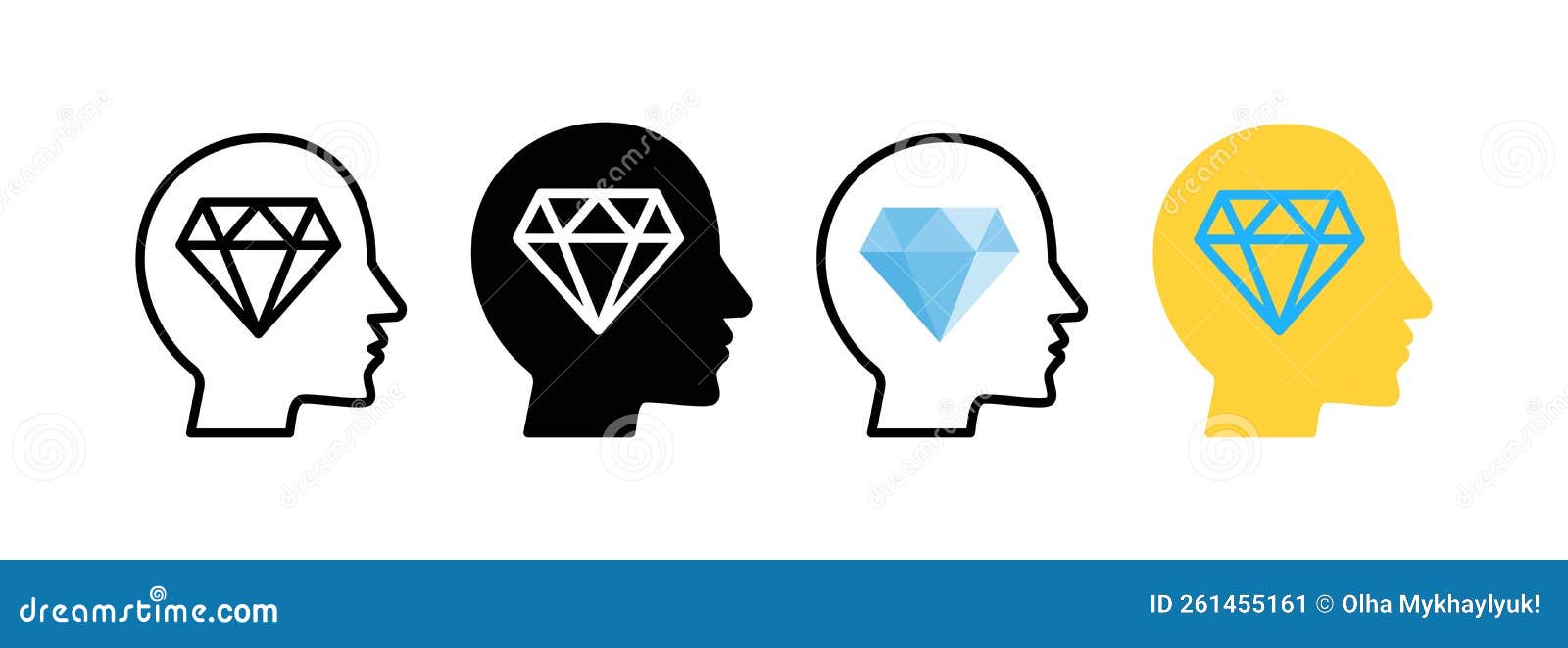 Head Diamond Icon. Simple Line, Outline Illustration Elements of Brain ...