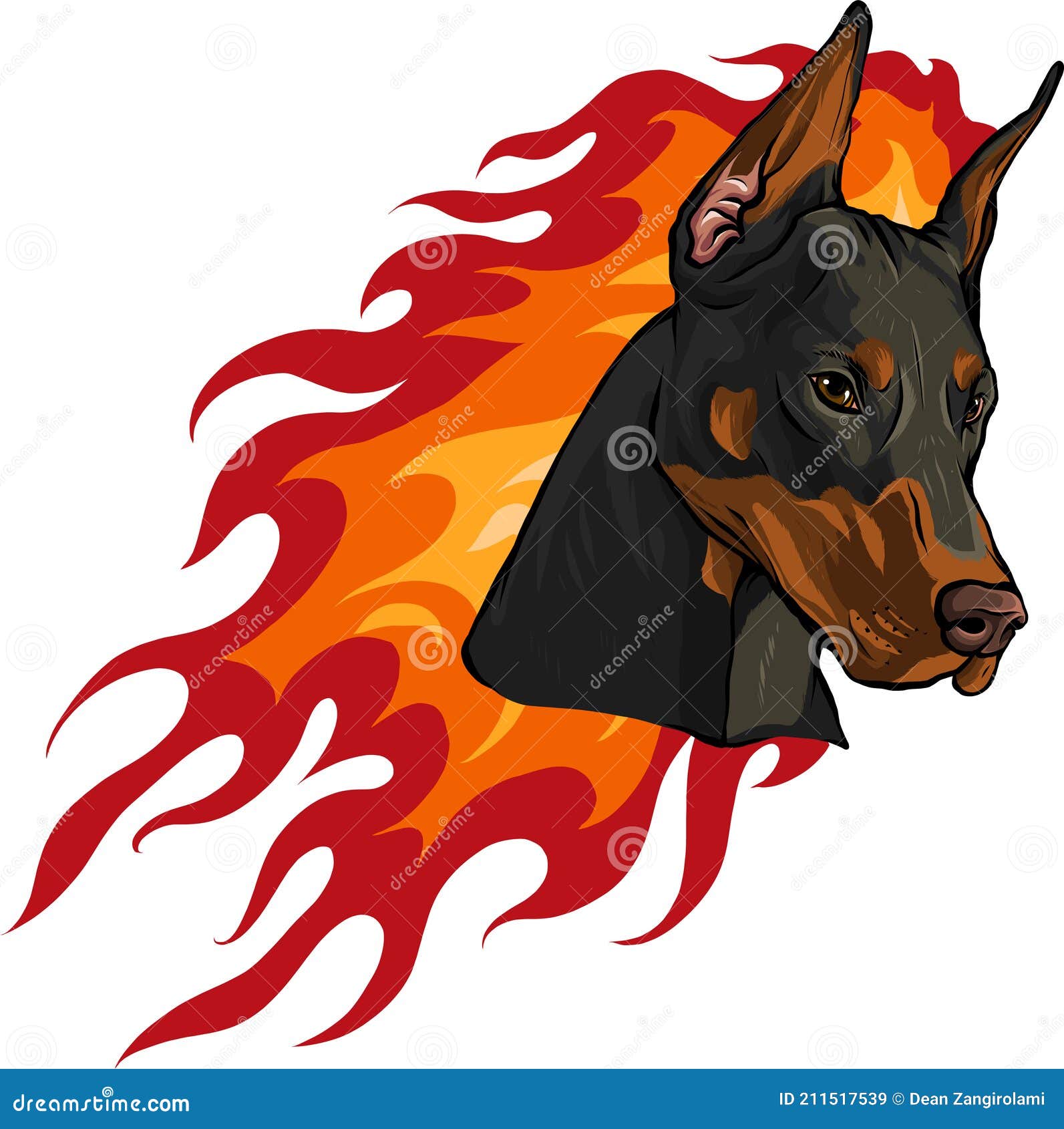 Set Of Character Dobermann Dog Faces Showing Different Emotions Vector ...