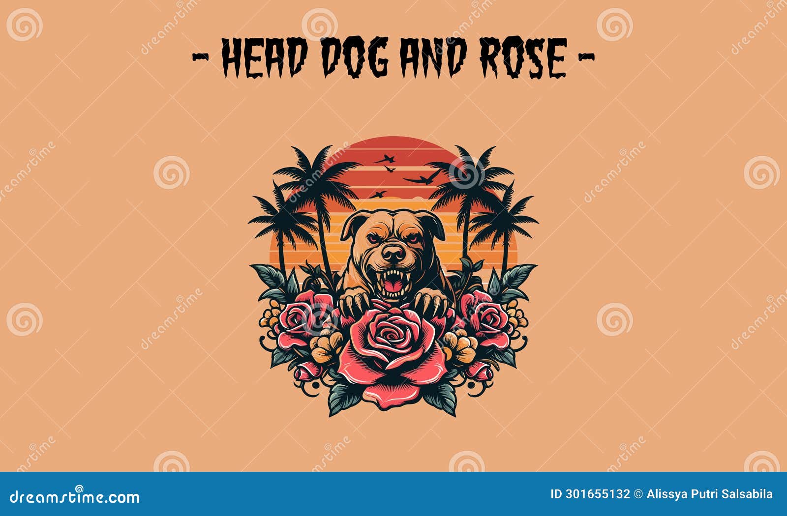 Head Dog and Palm Vector Artwork Design Stock Vector - Illustration of ...