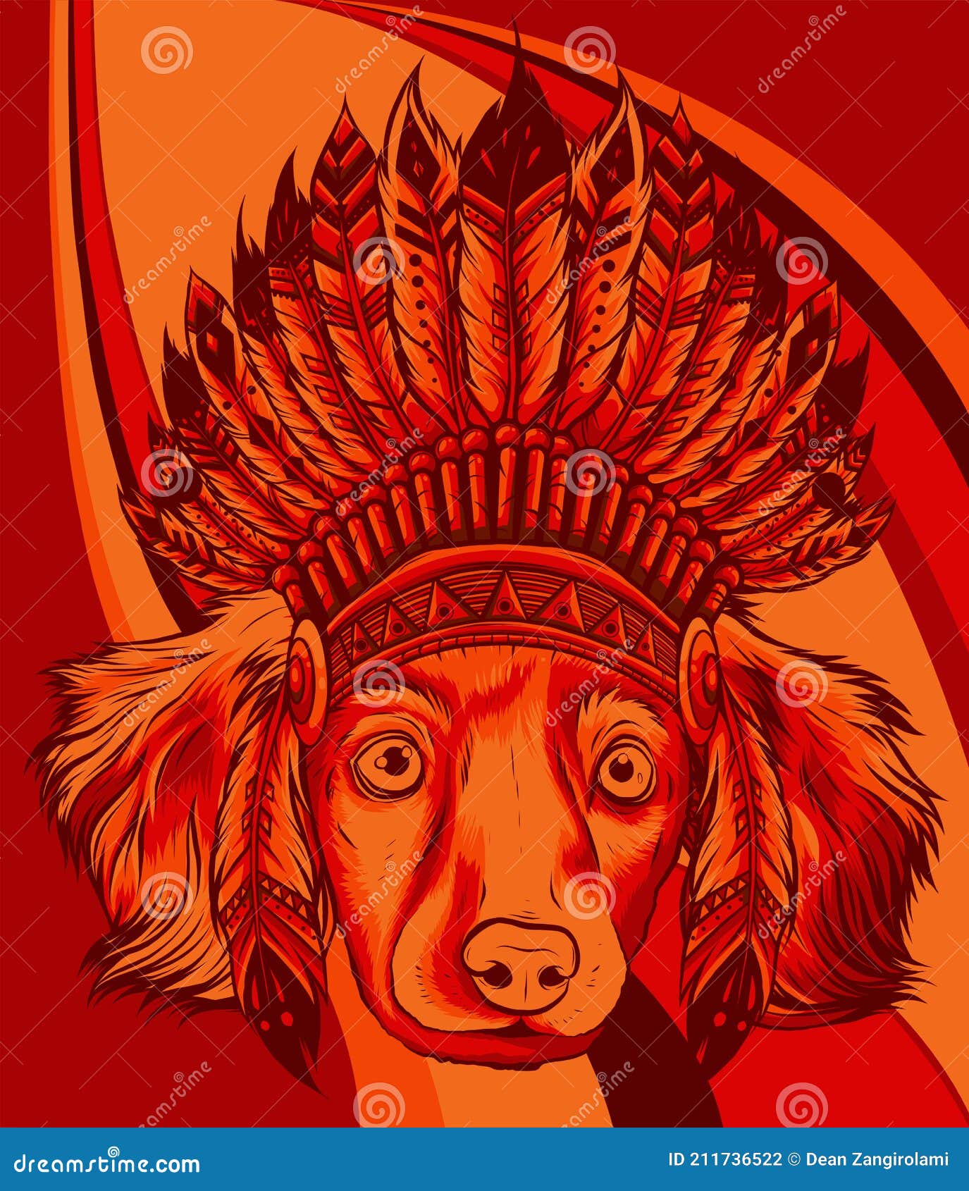 Head Dog with Traditional Indian Hat, Vector Illustration Stock Vector ...