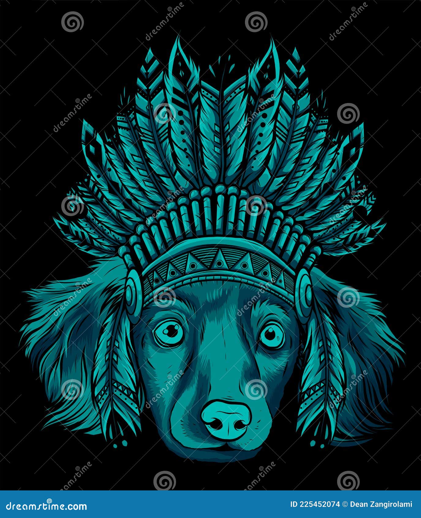 Head Dog with Traditional Indian Hat, Vector Illustration Stock Vector ...