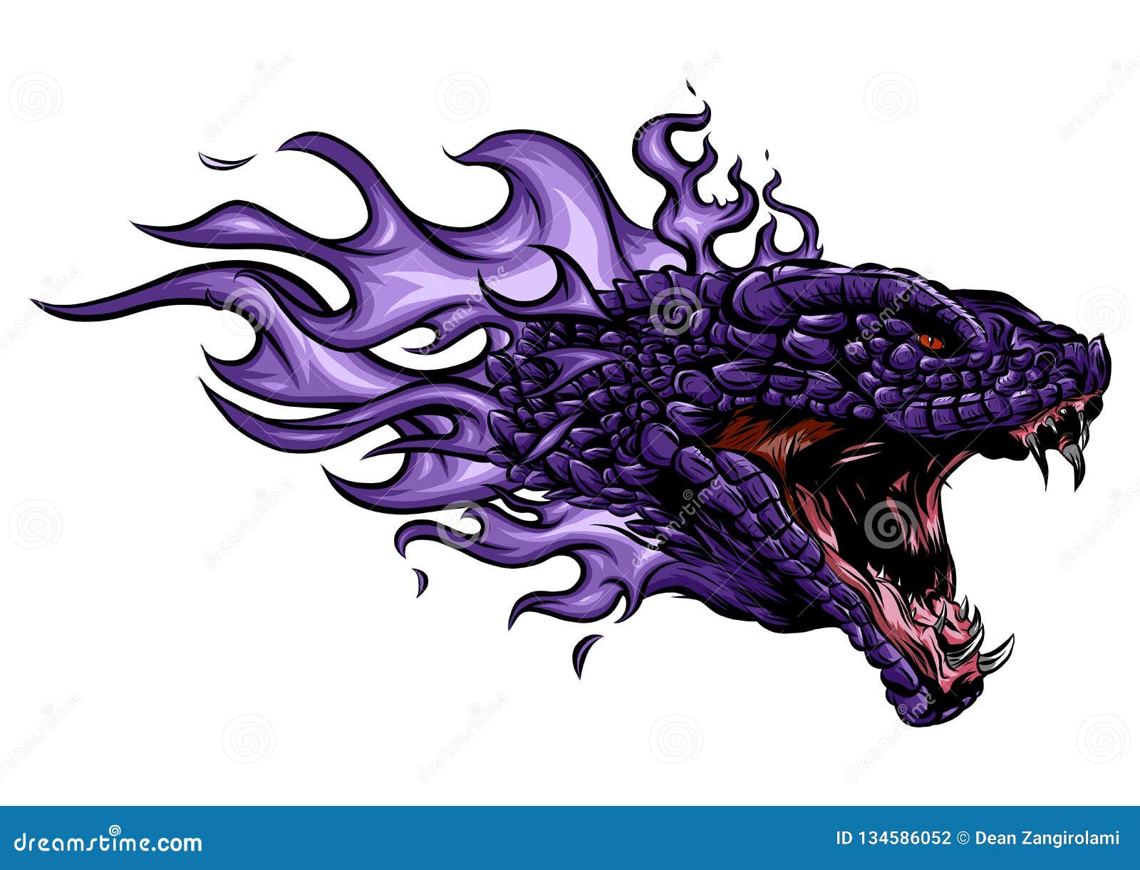 A Head of the Dragon in Fire with Flames Stock Illustration ...
