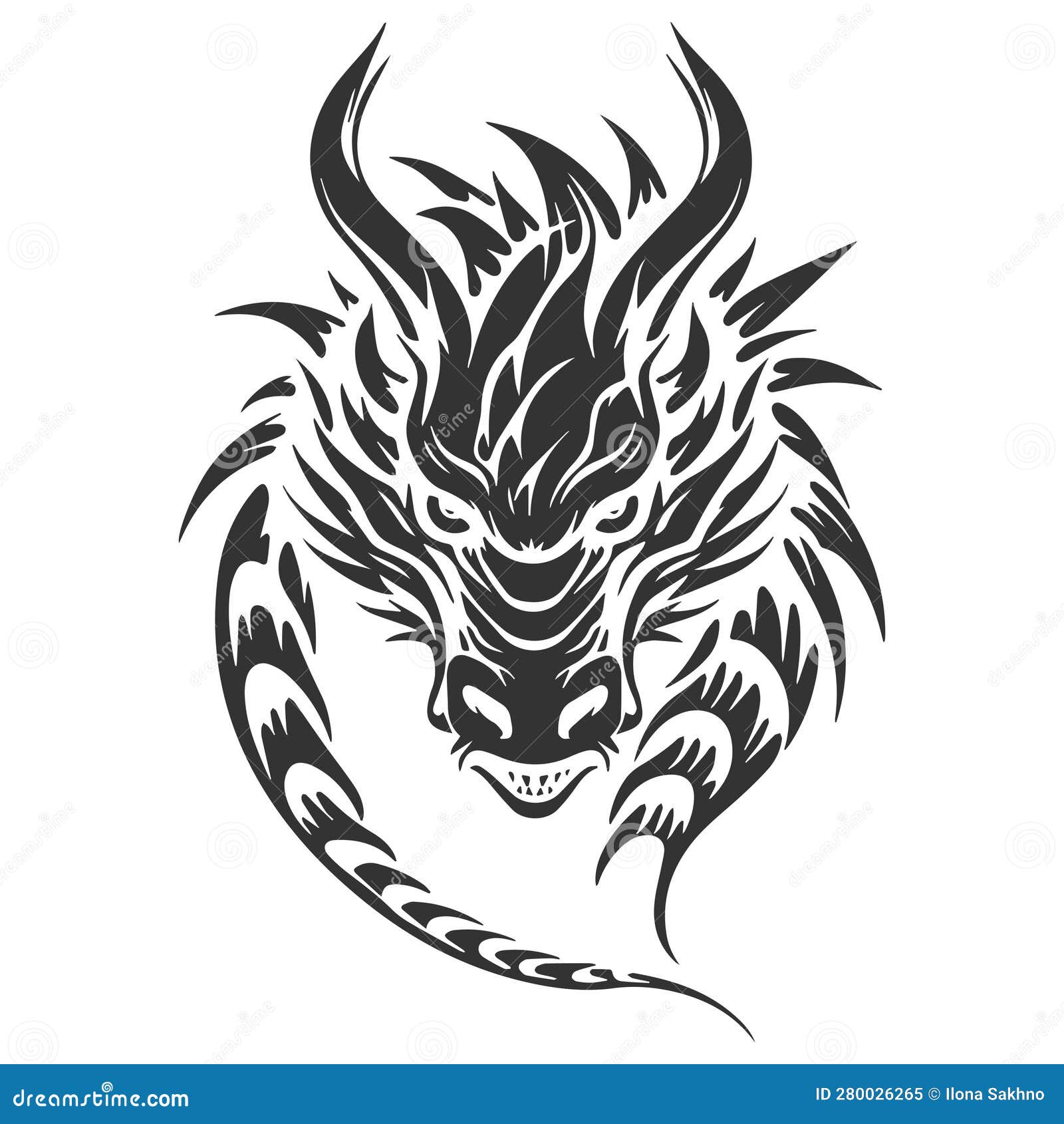Chinese Tribal Dragon Head